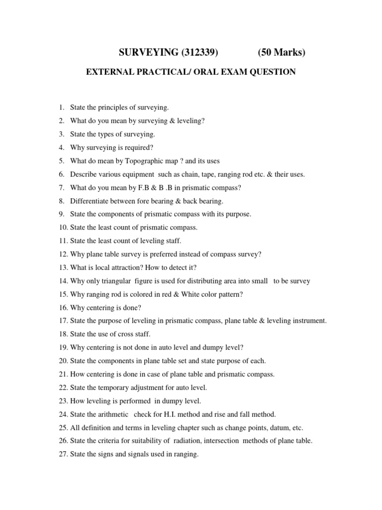 Surveying Oral Question | PDF | Surveying | Compass