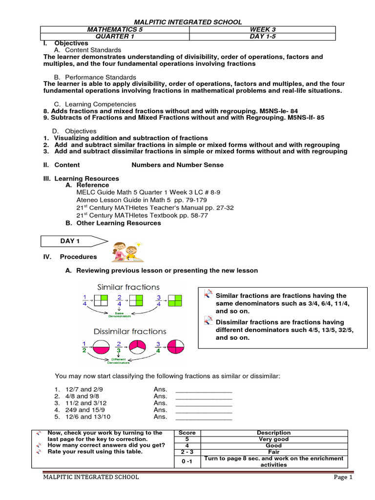 LEARNING MODULE MATH5.Q1.W3.Day1-5 | PDF | Elementary Mathematics ...