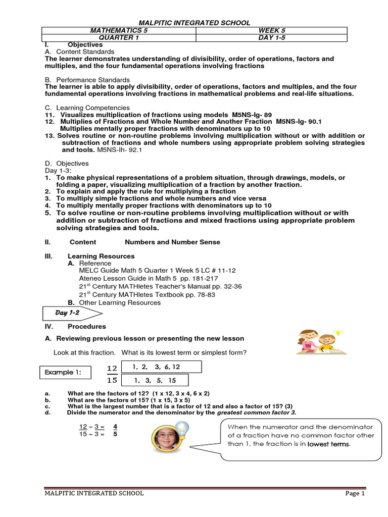 LEARNING MODULE MATH 5.Q1.W5 Day1-5 | PDF | Multiplication | Elementary Mathematics