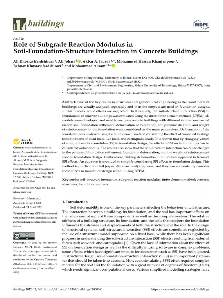 Role of Subgrade Reaction Modulus in Soil-Foundati | PDF | Young's ...