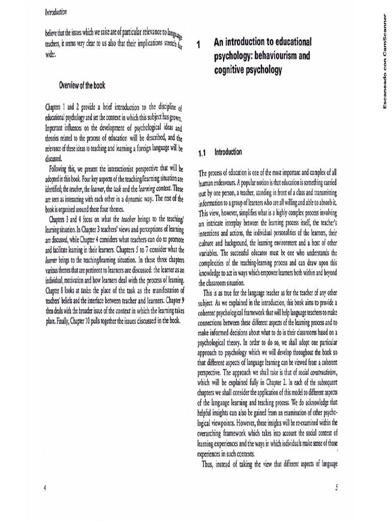 Psychology For Language Teachers. CH 1. Introd. Behaviourism and ...