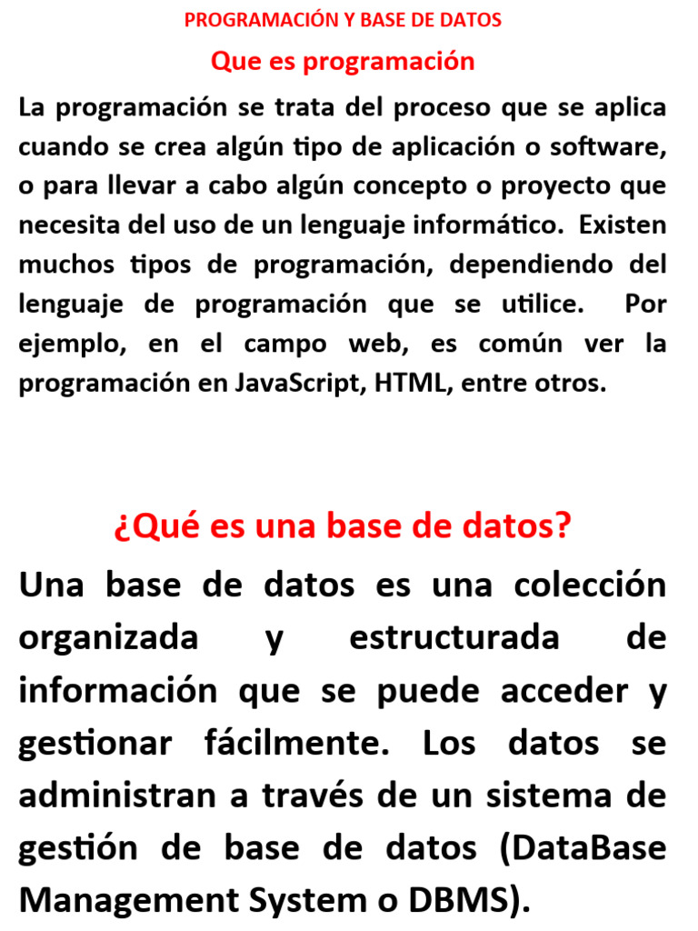 Programación y base de datos | PDF | Bases de datos | Software de la aplicacion