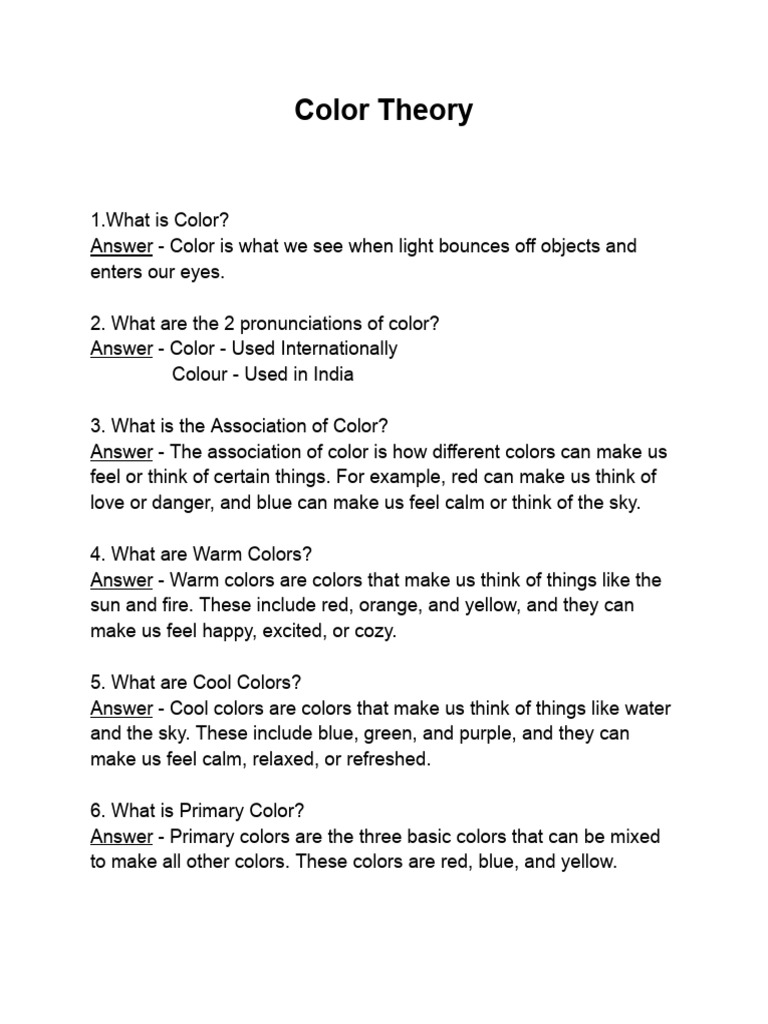 Color Theory Notes | PDF | Color | Yellow