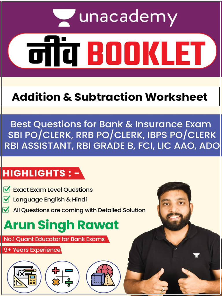 Vedic Maths Addition & Subtraction Worksheet | PDF | Mathematics ...