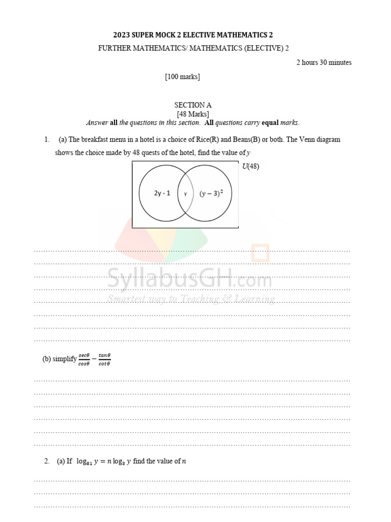 2023 Super Mock 2 Elective Maths 2 | PDF | Mean | Inequality (Mathematics)