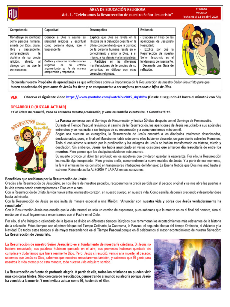 S5. Celebramos La Resurrección de Nuestro Señor-1sec | PDF | La resurrección de Jesús | Pascua ...