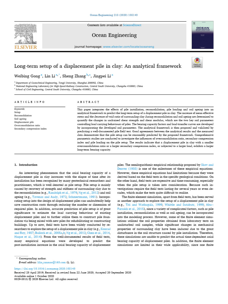 Ocean Engineering: Weibing Gong, Lin Li, Sheng Zhang, Jingpei Li | PDF ...