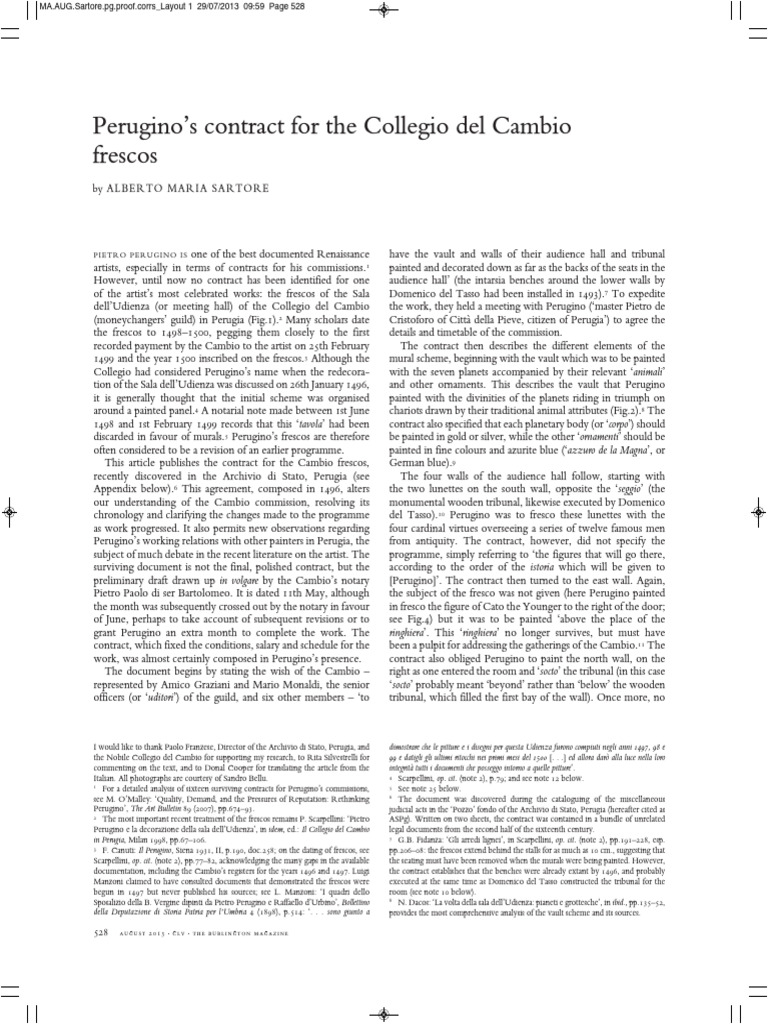 Peruginos Contract For The Collegio Del Cambio | PDF | Paintings