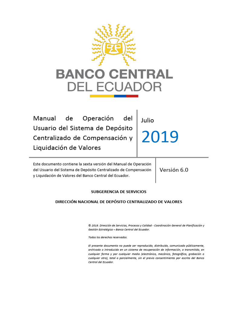Manual de Operación del DCV del BCE | PDF | Compensación (Finanzas) | Factura