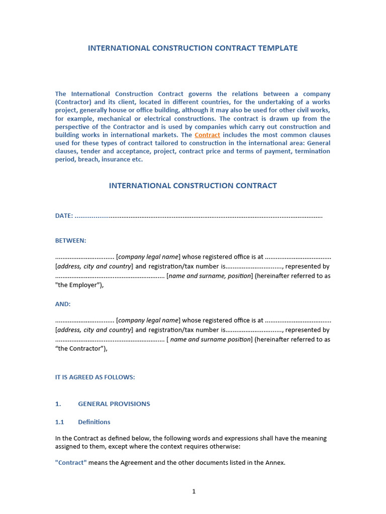 Construction Contract Template 38 | PDF | Civil Law (Legal System ...