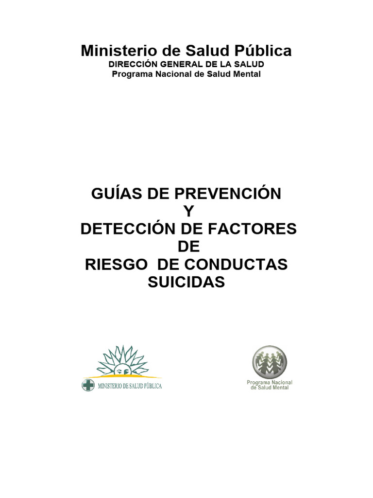 Libro Guias de Prevencion Suicidio | PDF | Suicidio | Trastorno mental
