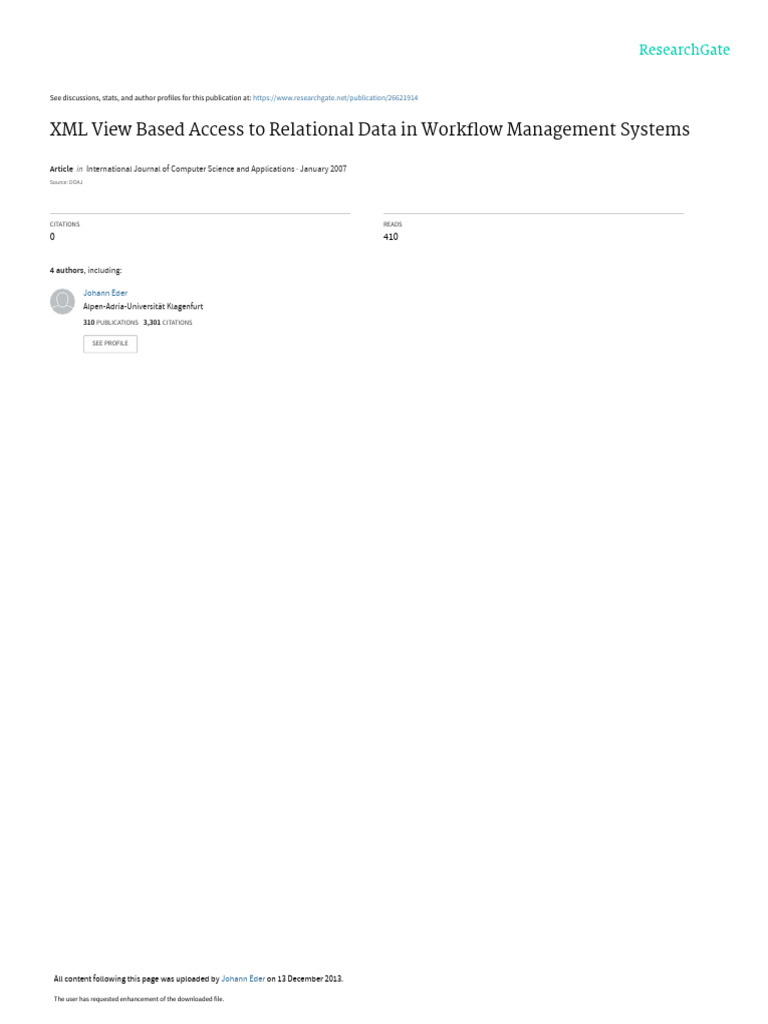 XML View Based Access To Relational Data in Workfl | PDF | Argumentation Theory | Reason