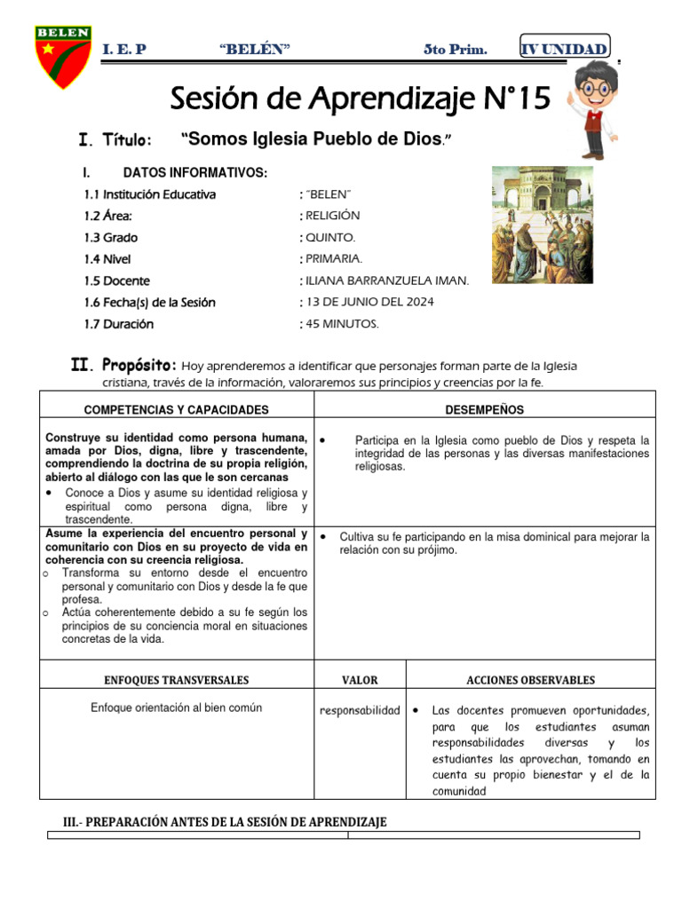 Sesion N°15 La Iglesia Pueblo de Dios | PDF | Iglesia Católica | Sacerdote