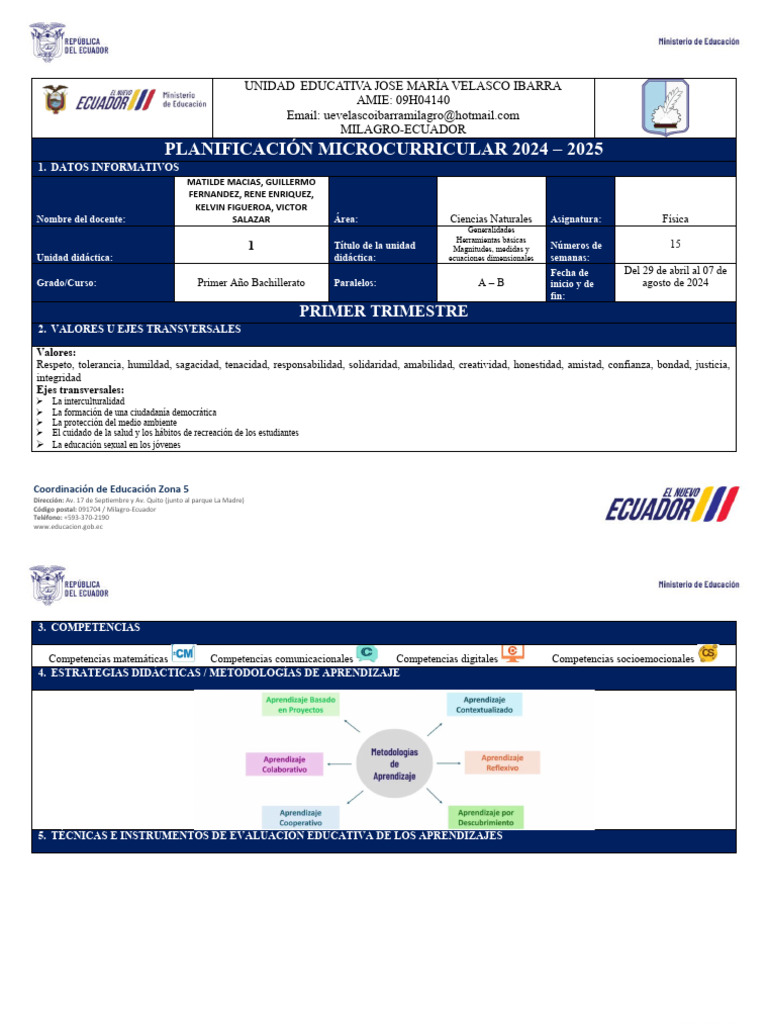 Microcurricular 1ero Fisica 1er Timestre 2024+2025 | PDF | Vector Euclidiano | Velocidad