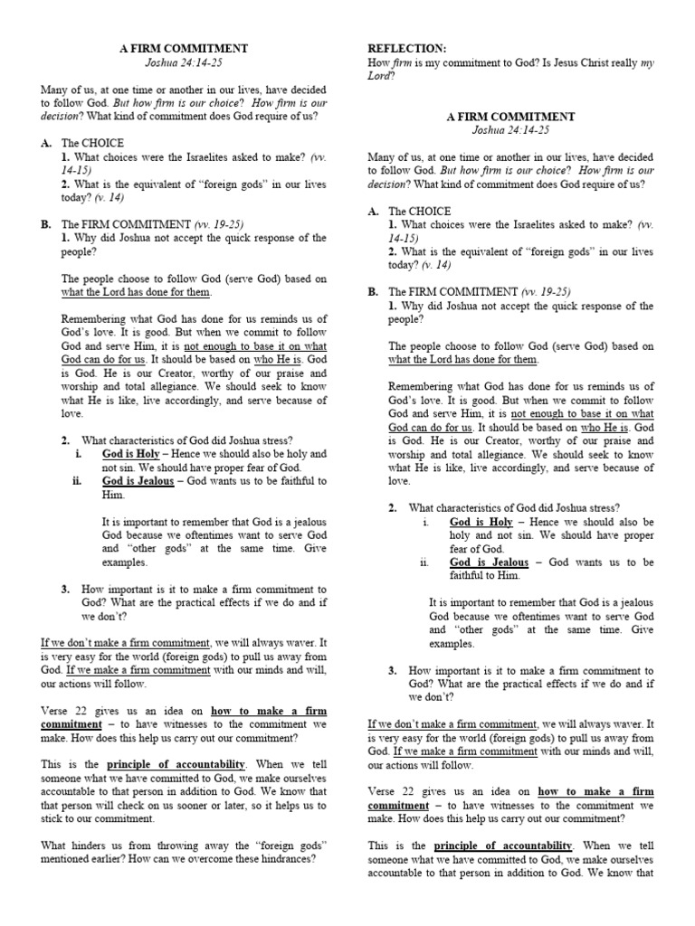 A Firm Commitment | PDF | God | Joshua