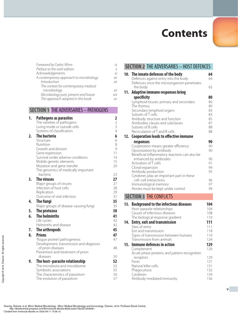 Medical Microbiology Mims' Medical Microbiol... - (Table of Contents ...
