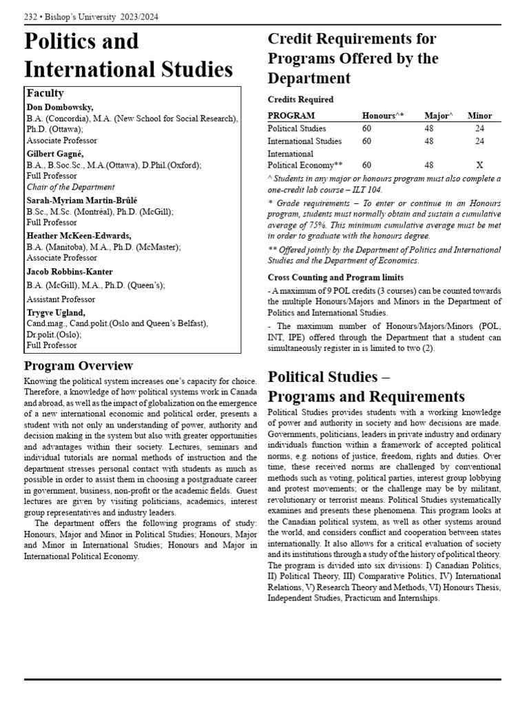 Political Studies Programs Overview | PDF | Canada | Democracy