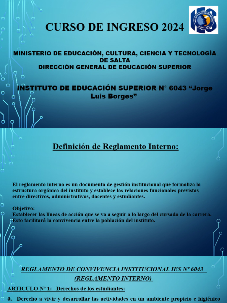 Comparto 'Curso de Ingreso 2024 - Reglamento Interno' Con Usted | PDF | Enseñando | Maestros