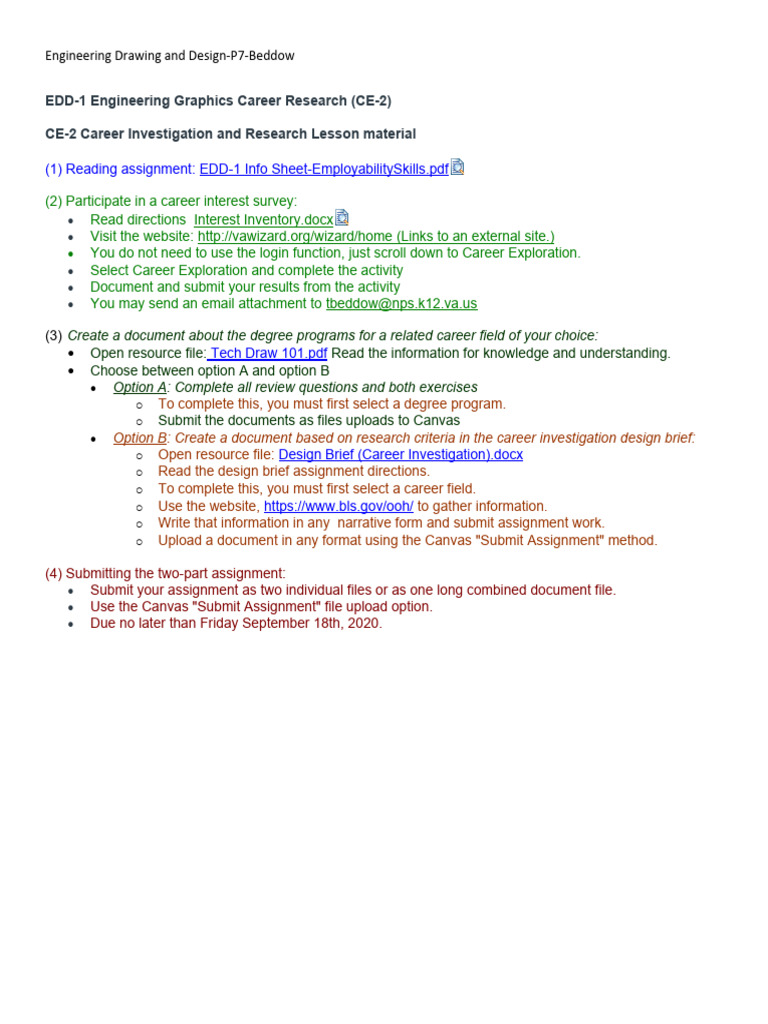 EDD-1 Engineering Graphics Career Research (CE-2) | PDF