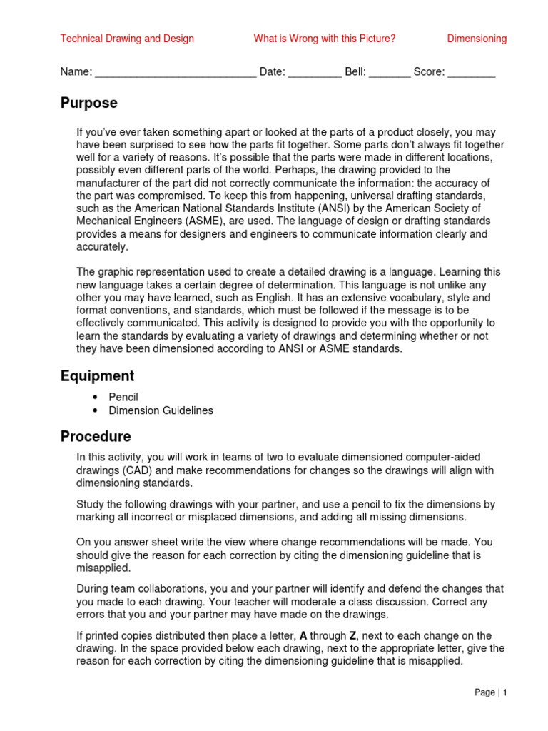 !TDD-7b Dim Analysis - Worksheet 1 (Rev 1) | PDF | Technical Drawing | Computer Aided Design
