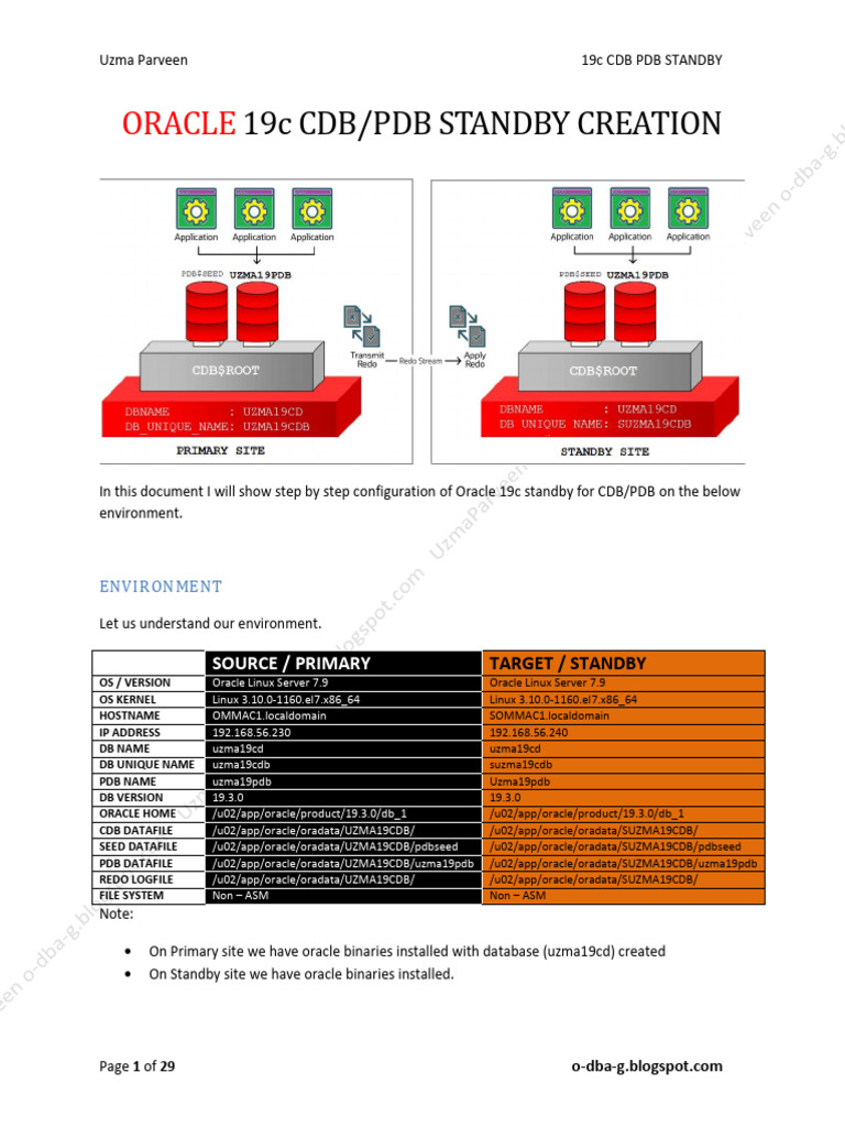 Oracle 19c Cdb Pdb Standby Creation Steps Pdf Operating System Technology Operating