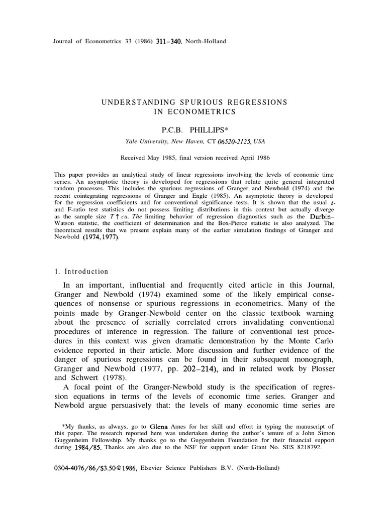 Analyzing Spurious Regressions in Econometrics | PDF | Regression ...