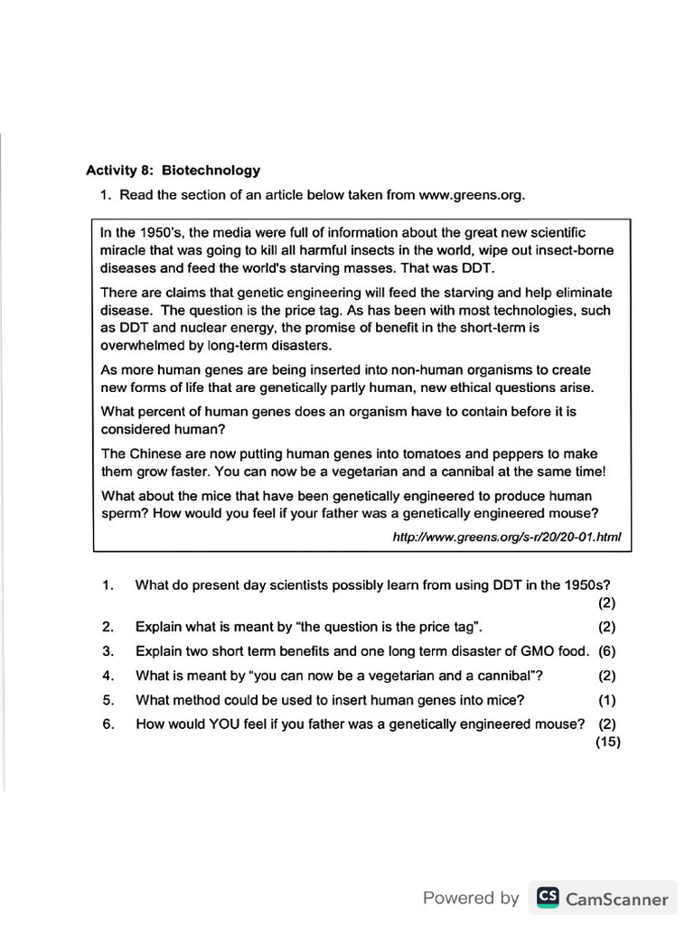 Genetic Engineering Activities | PDF