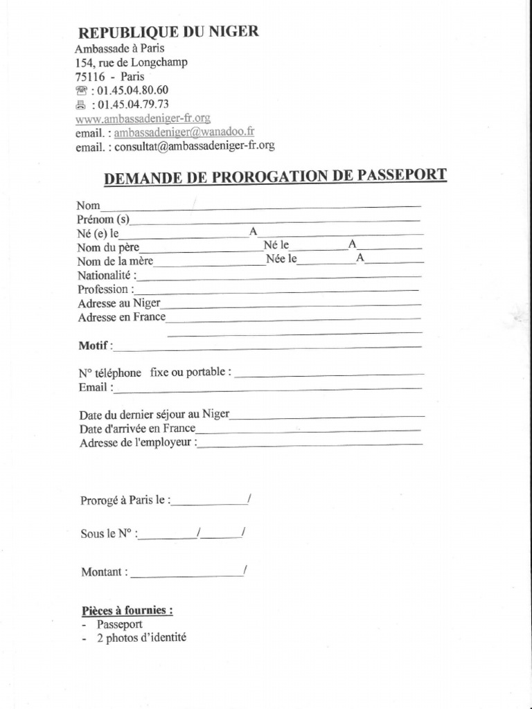Demande de Prorogation de Passeport | PDF