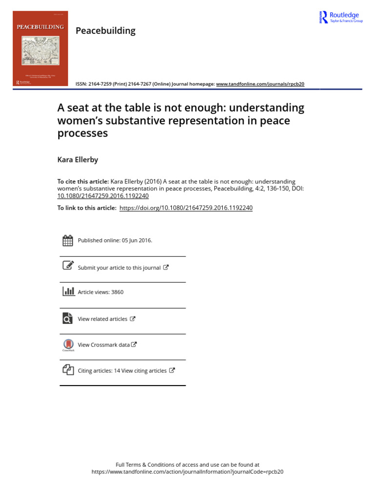 A Seat at The Table Is Not Enough Understanding Women S Substantive ...