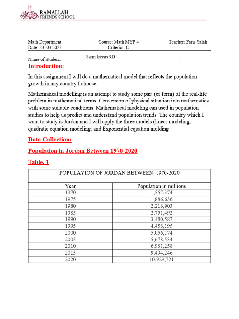 MATH9G | PDF | Population Growth | Applied Mathematics