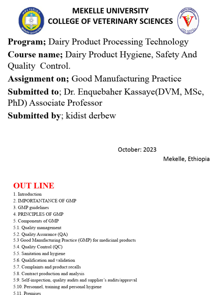 Kidist Final GMP Assignment | PDF | Quality Assurance | Medical Device