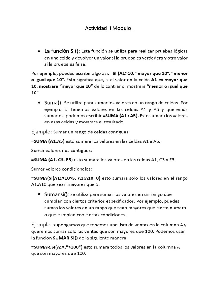 Actividad II Modulo I | PDF | Función (Matemáticas) | Matemáticas
