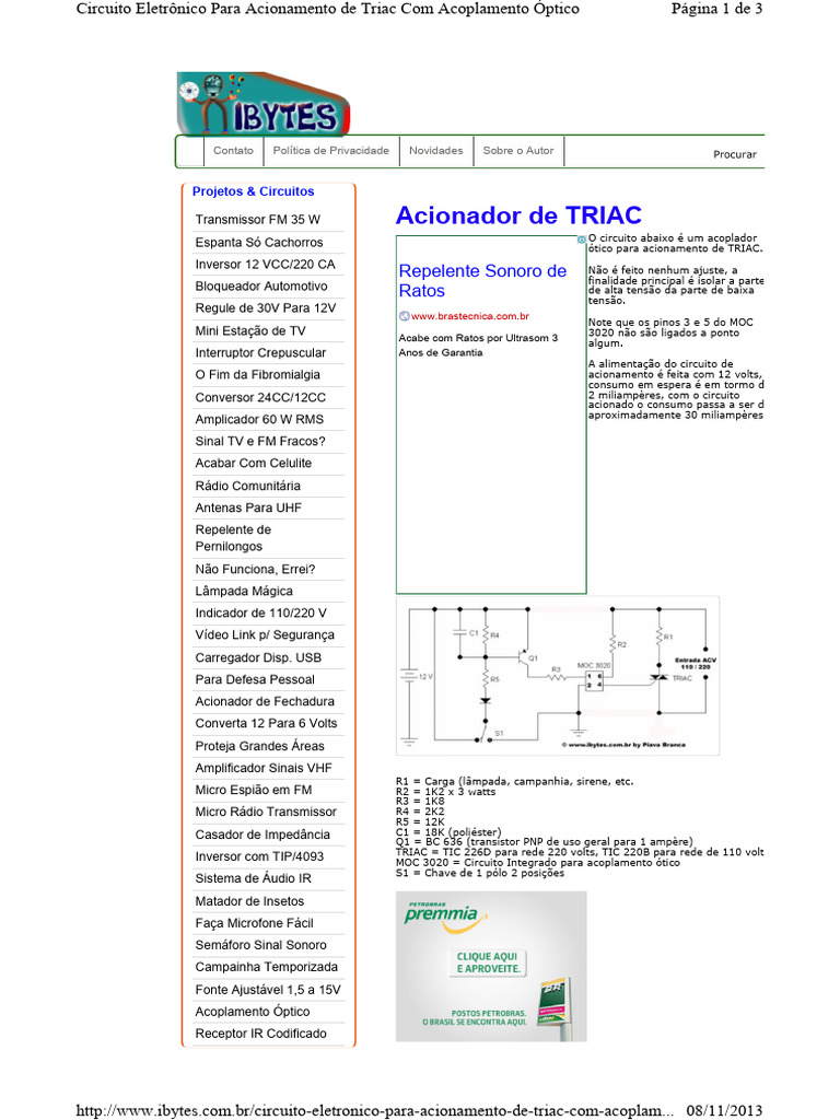 circuito-eletronico-para-acionamento-de triac | PDF | Eletrônicos ...