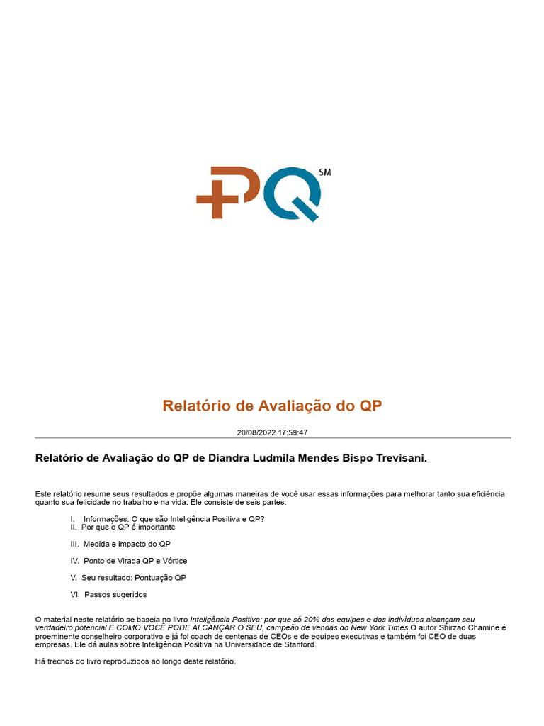 Novi Survey Report - PQ Assessment Report - PT | PDF | Experiência | Tempo