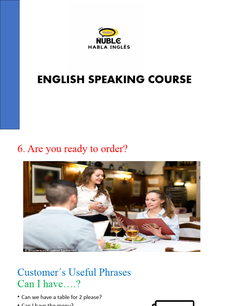 Essential Phrases for Restaurant Orders | PDF | Menu | Waiting Staff