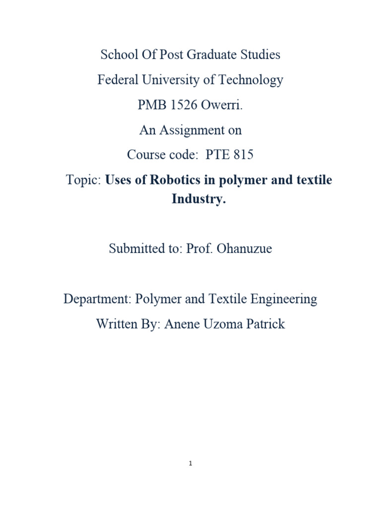 Anene Assignment - 02 | PDF | Robot | Robotics