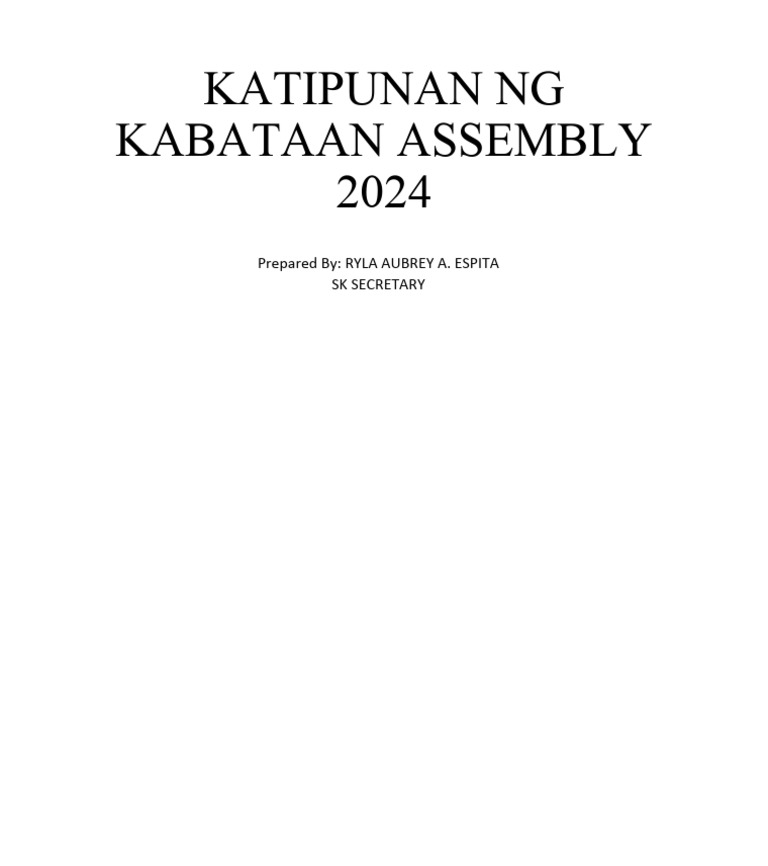 KK Assembly 2024 | PDF
