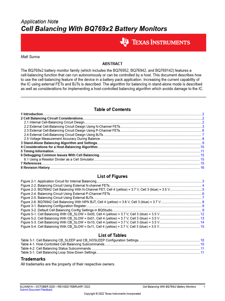 CELL balancing BQ76942 | PDF | Field Effect Transistor | Bipolar ...