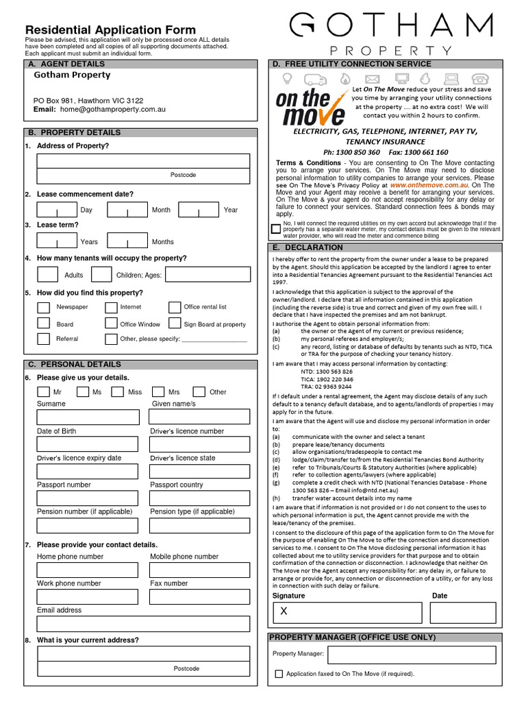 Tenancy Application Form | PDF | Lease | Leasehold Estate