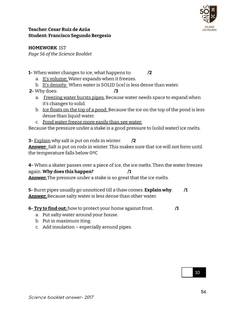 Science Hommework 1 Pdf