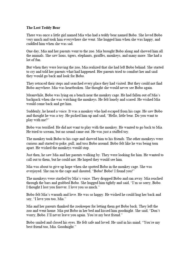 The Lost Teddy Bear | PDF