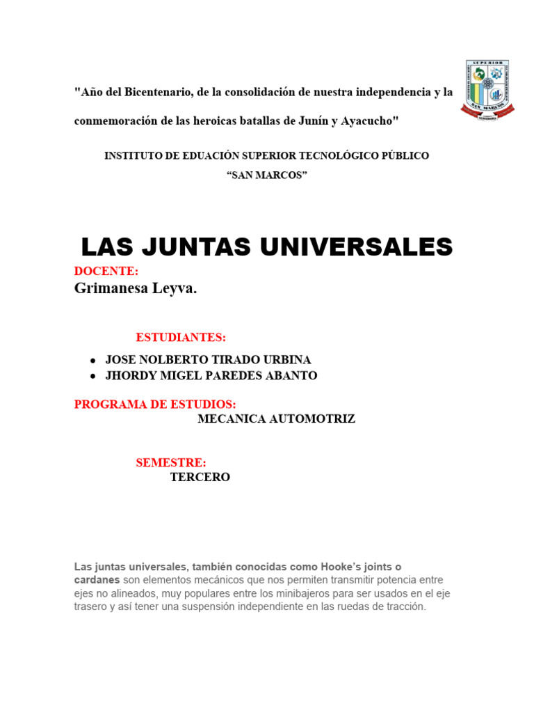 Informe - Nolverto) | PDF | Eje | Máquinas