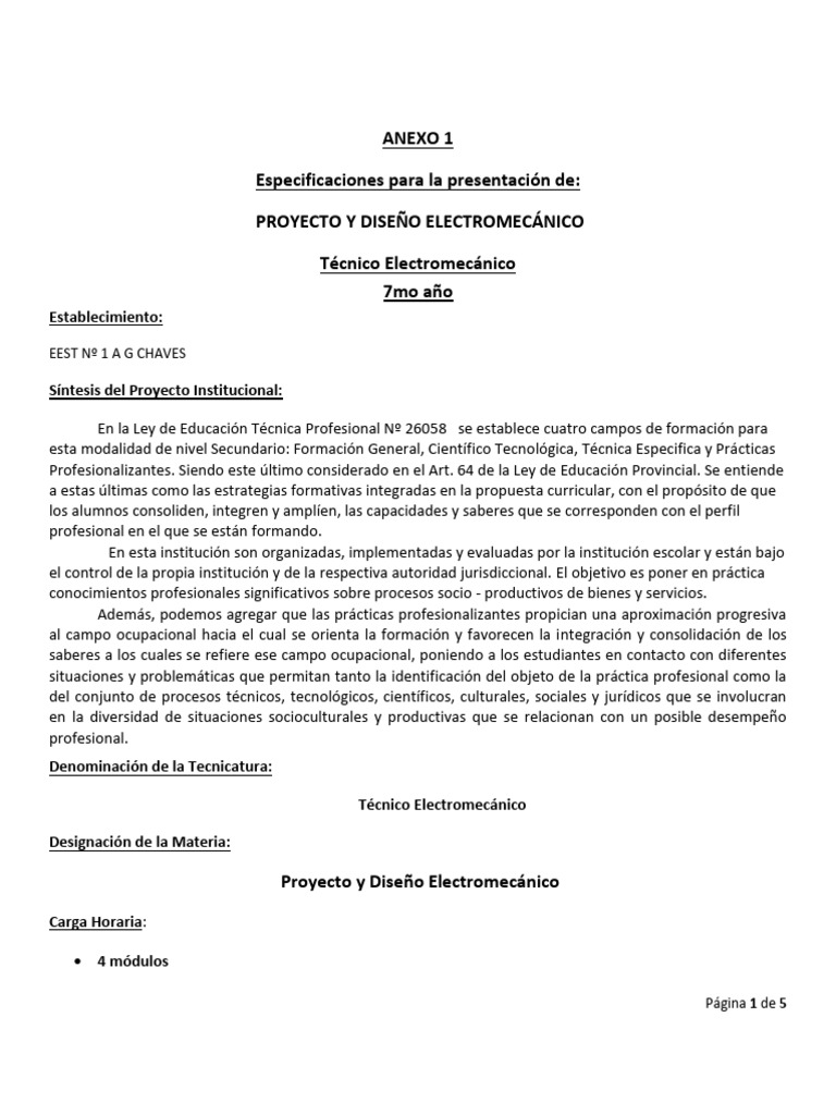 PROYECTO Y DISENO ELECTROMECANICO ANEXO 1 7mo TECET | PDF | Diseño | Planificación