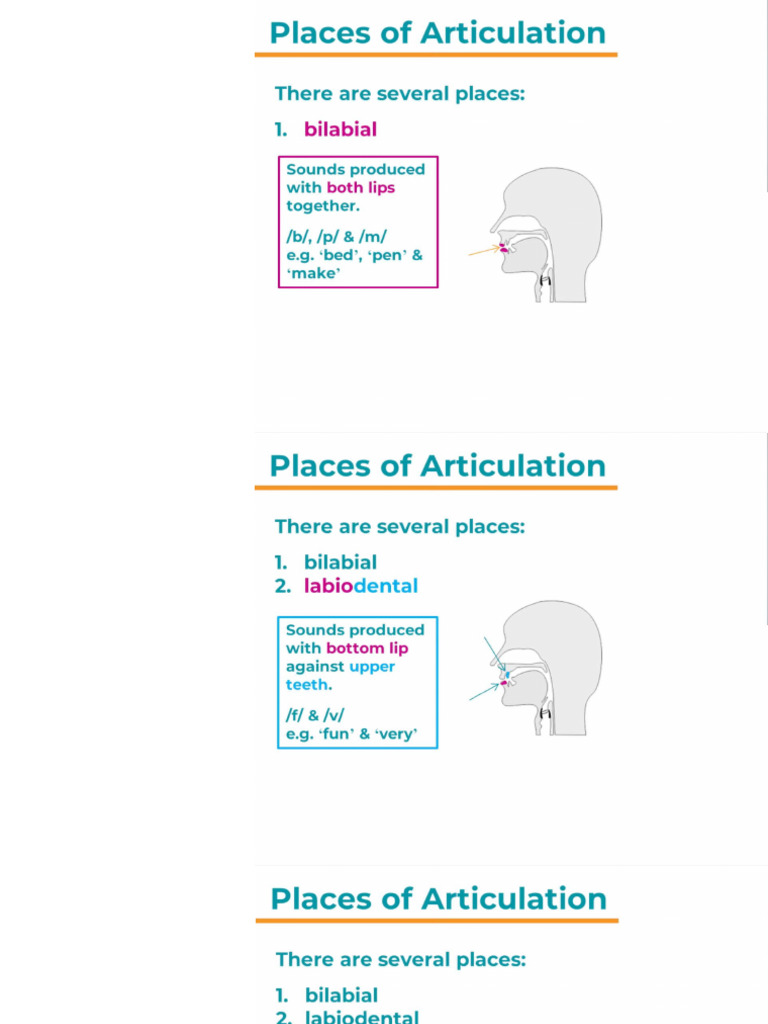 Place and Manner of Articulation Consonant Sounds | PDF