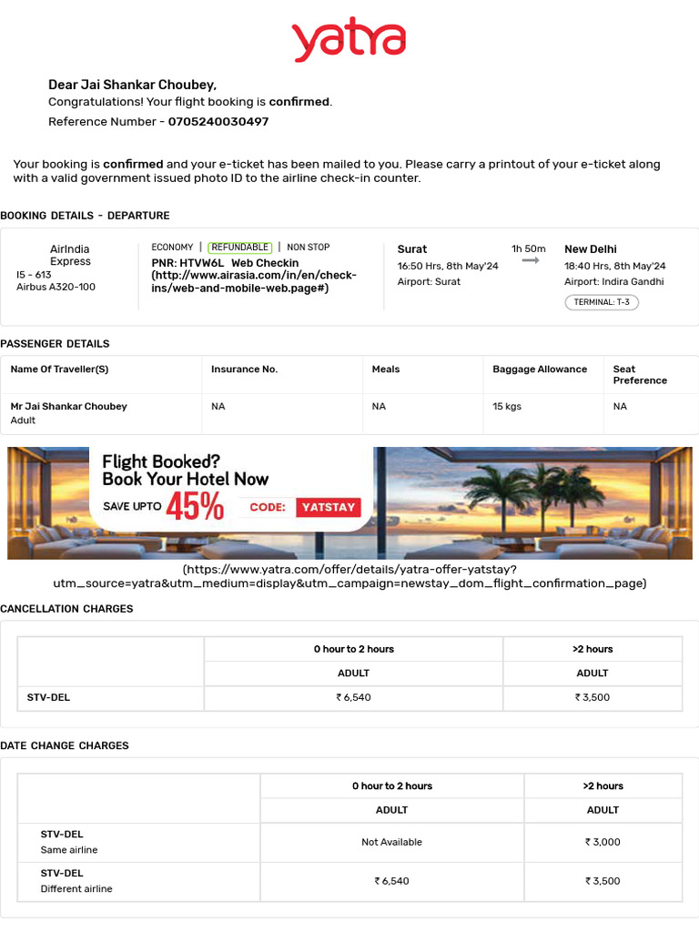 Flight Booking Confirmation | PDF | Aviation