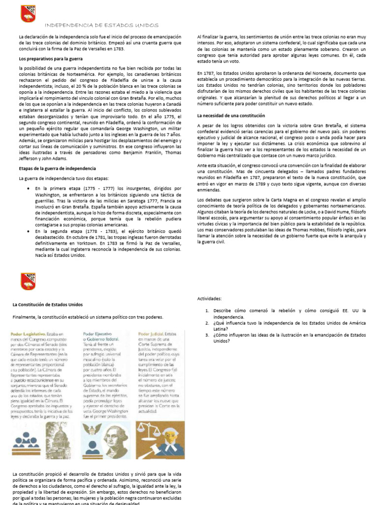 Guerra y Constitución de EE. UU. | PDF | Trece colonias | Guerra ...