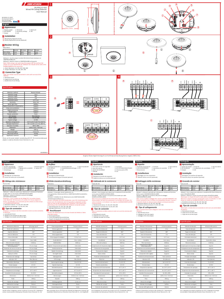 Detector PIR de Teto DS-PDCL12-EG2 | PDF | Energia elétrica ...