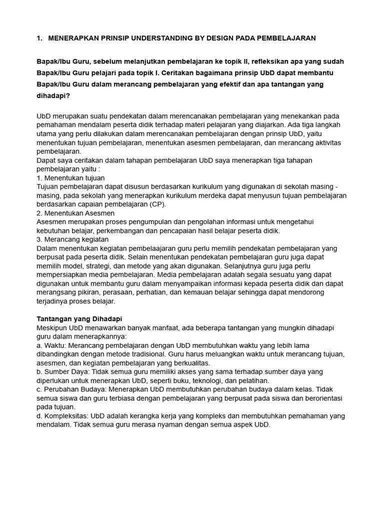 MODUL 1 MENERAPKAN PRINSIP UNDERSTANDING BY DESIGN PADA PEMBELAJARAN | PDF