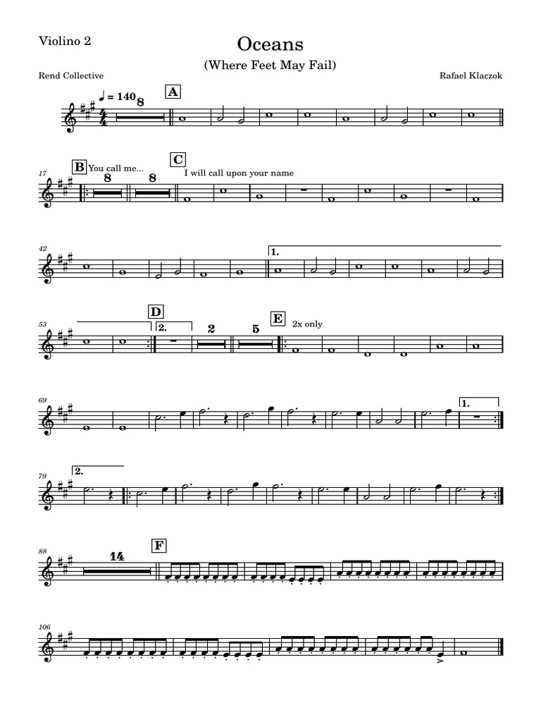 Rend Collective - Oceans Sheet Music | PDF