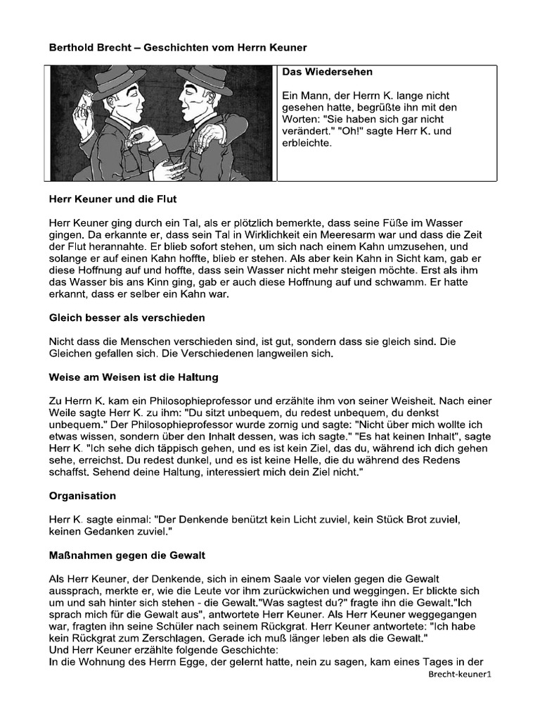 Brecht Geschichten Vom Herrn Keuner | PDF